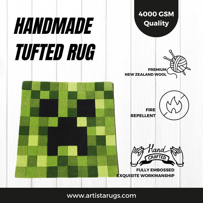 Minecraft Creeper Inspired Rug by Artista Rugs